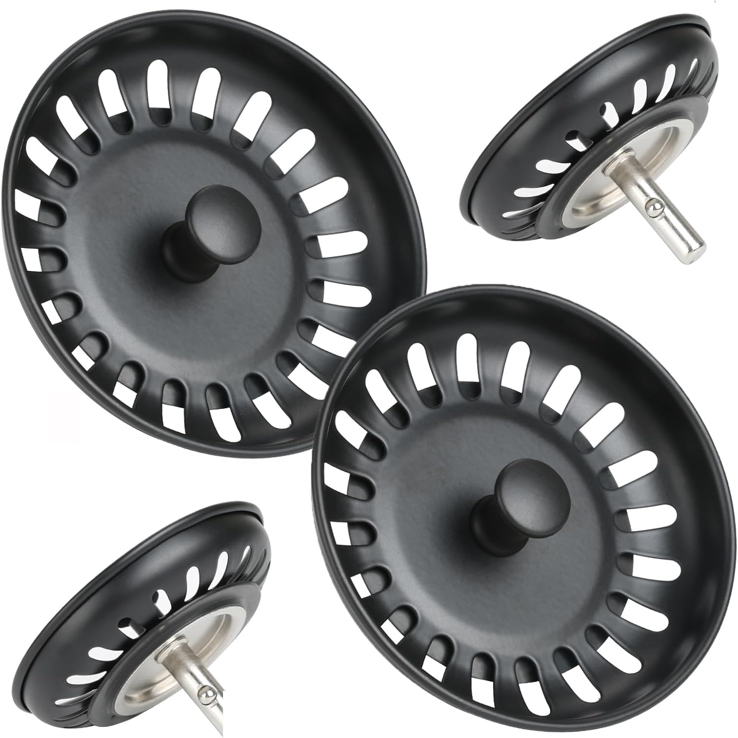 Universal Bathroom Sink Plug, 2Pack Stainless Steel Push Style Plug for ...