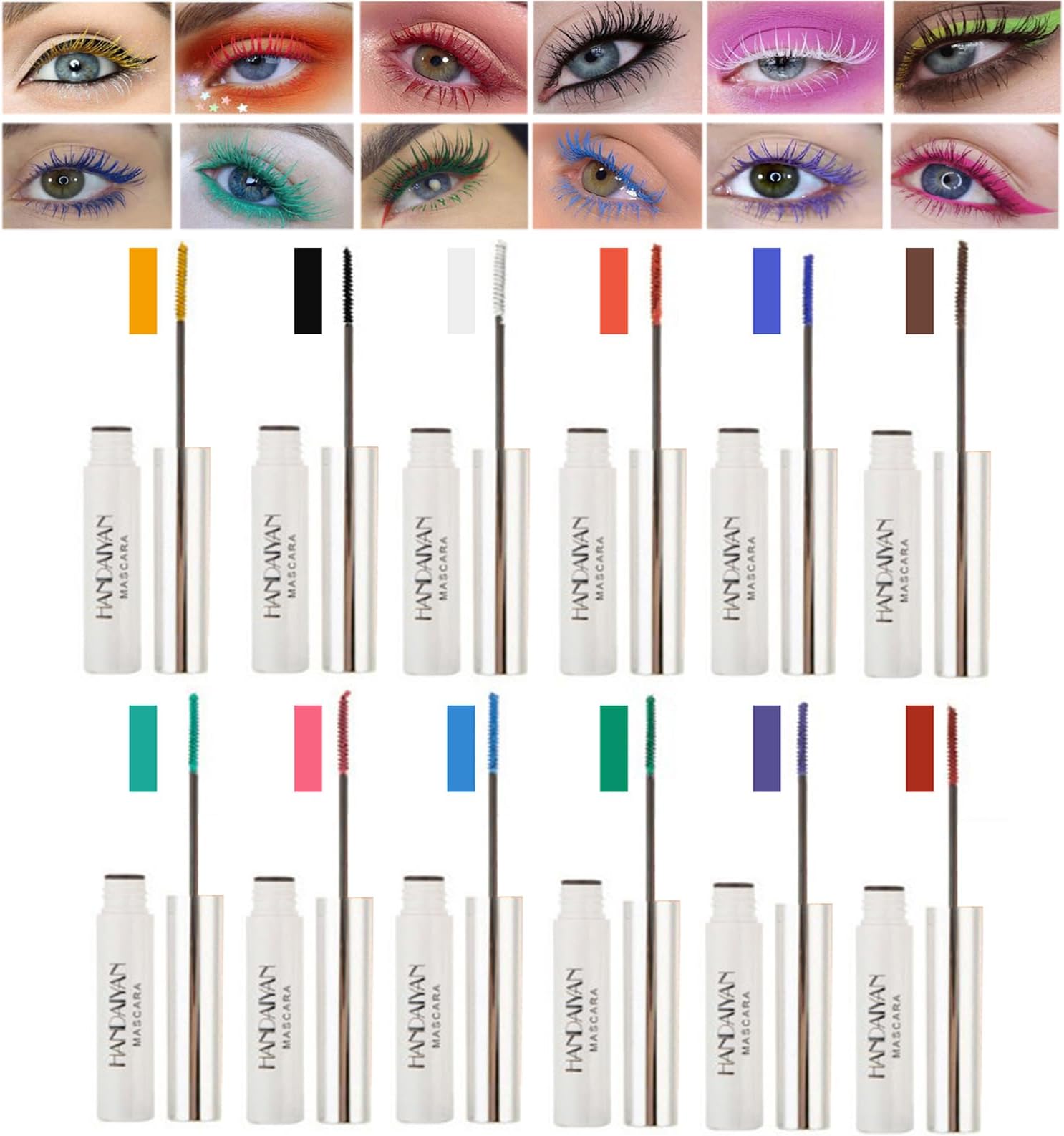Amazon.com : Colored Mascara Sets, 12 Colors Waterproof Colorful ...
