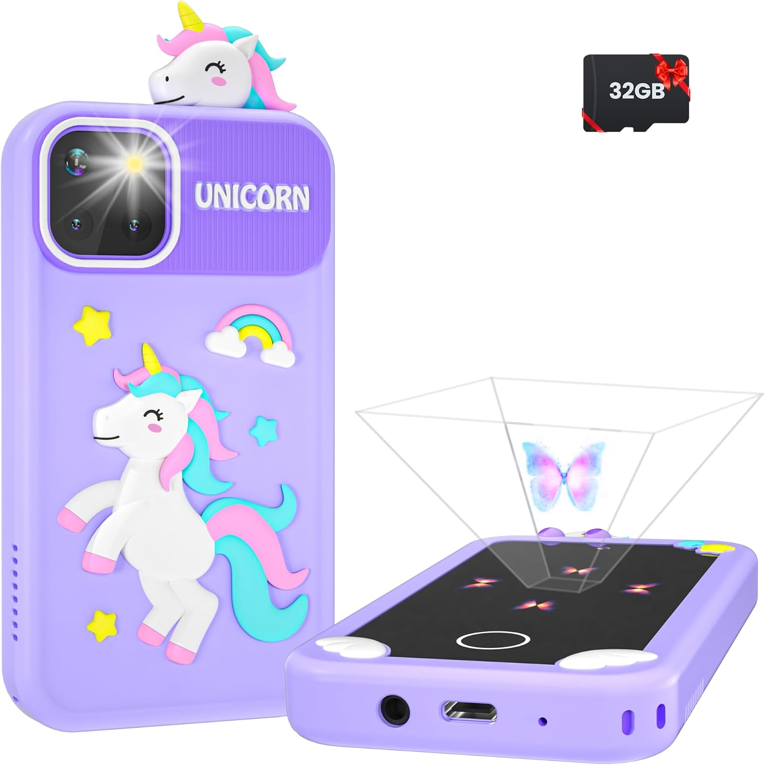Kids Smart Phone for Girls with Holographic Pyramid, Christmas Birthday ...