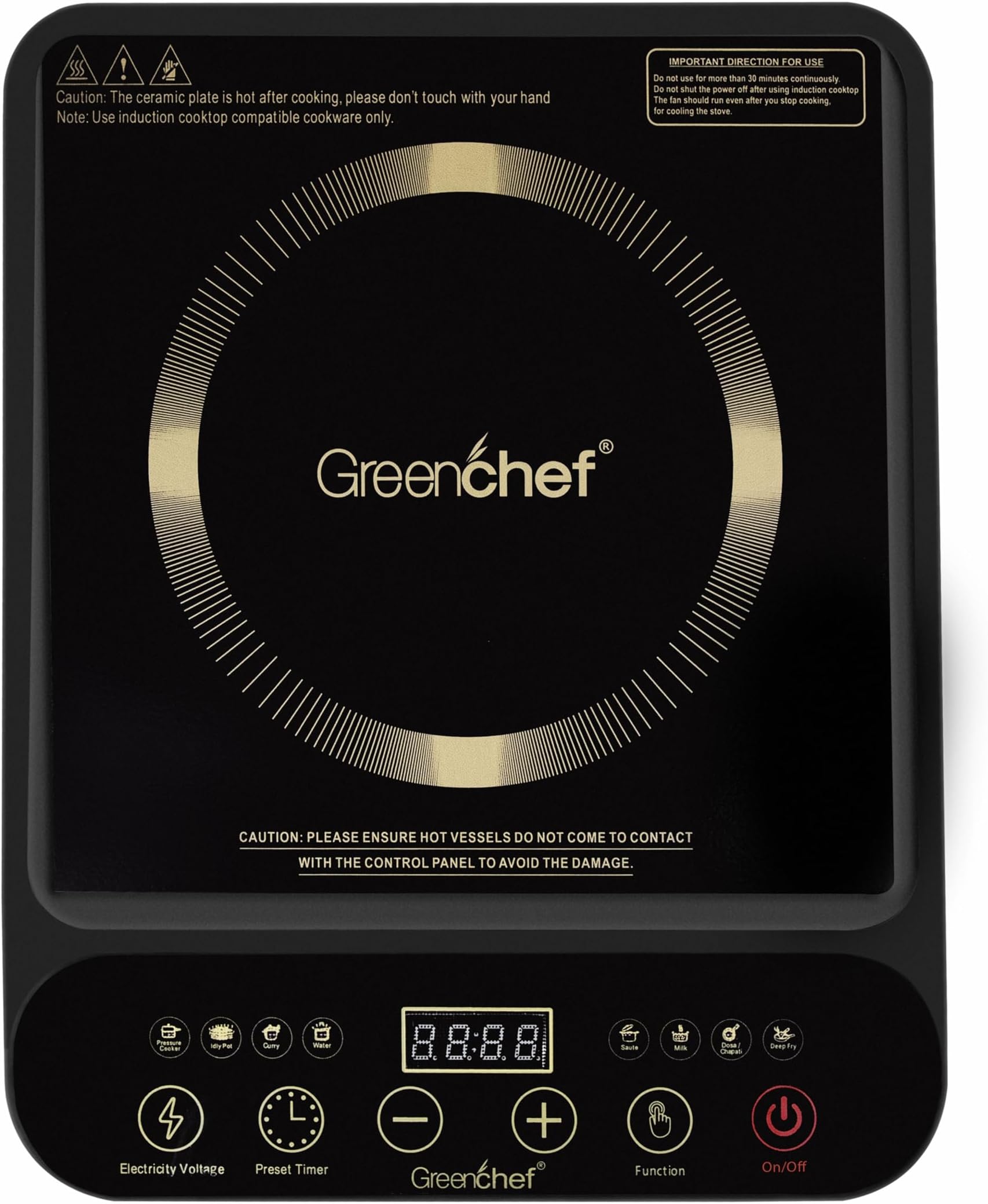Buy Greenchef Dice 2000 Watt LED Touch Panel, Timer & Power Consumed ...