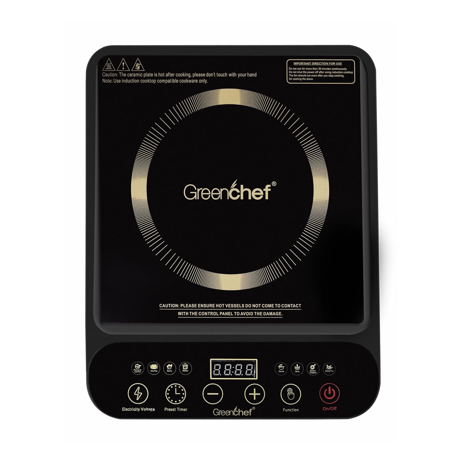 Buy Greenchef Dice 2000 Watt LED Touch Panel, Timer & Power Consumed ...