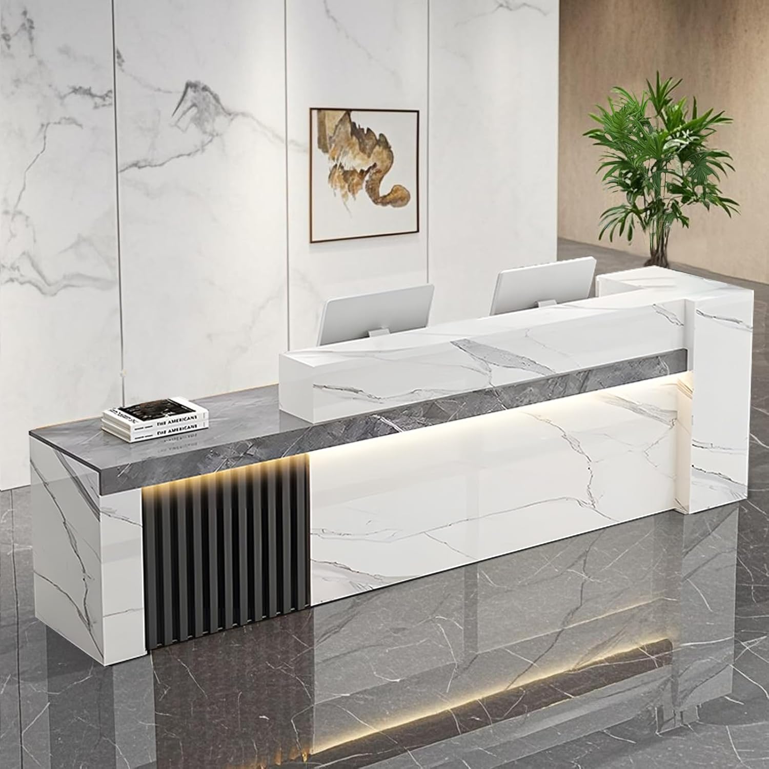 Amazon.com: Nuipesn Modern Reception Desk with LED Lighting, Lockable ...