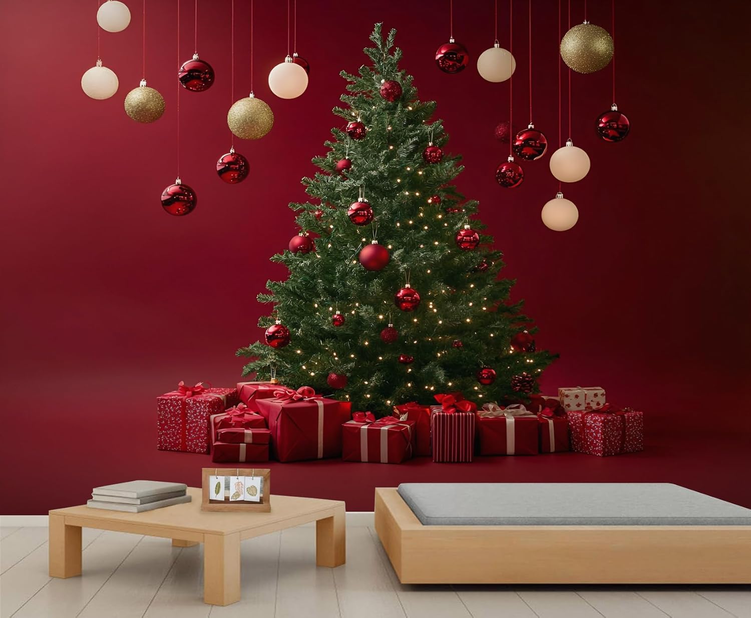 Amazon.com: Christmas Wall Mural, Christmas Tree 3D Wall Murals ...