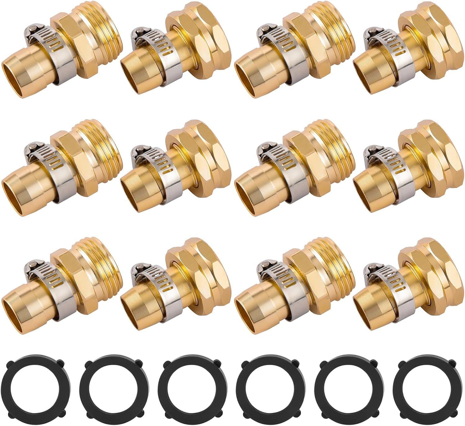 Amazon.com : 6 Set Garden Hose Repair Connector with Clamps, Fit for 3/ ...