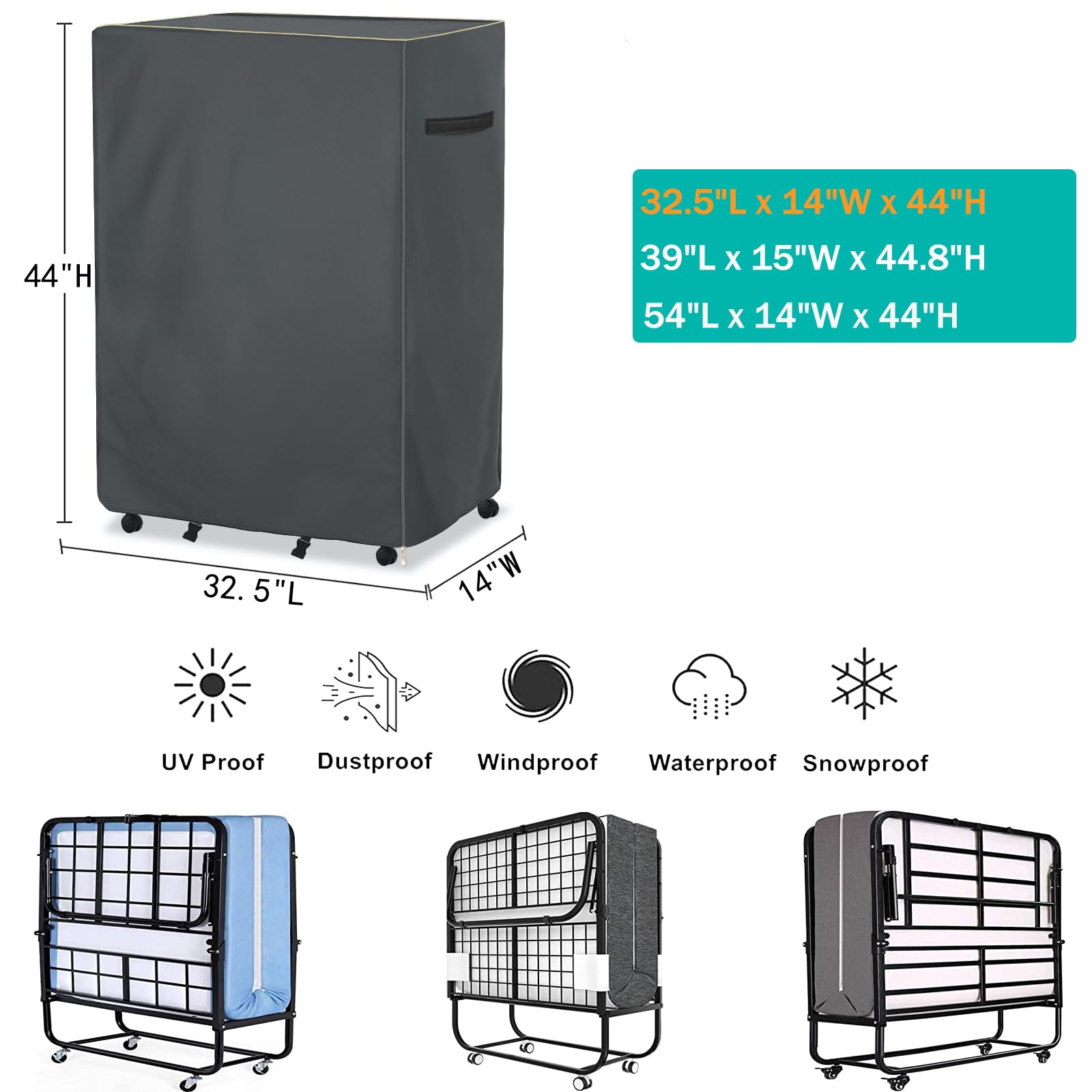 Snapklik.com : Dalema Rollaway Bed Storage Cover,Heavy Duty Waterproof ...