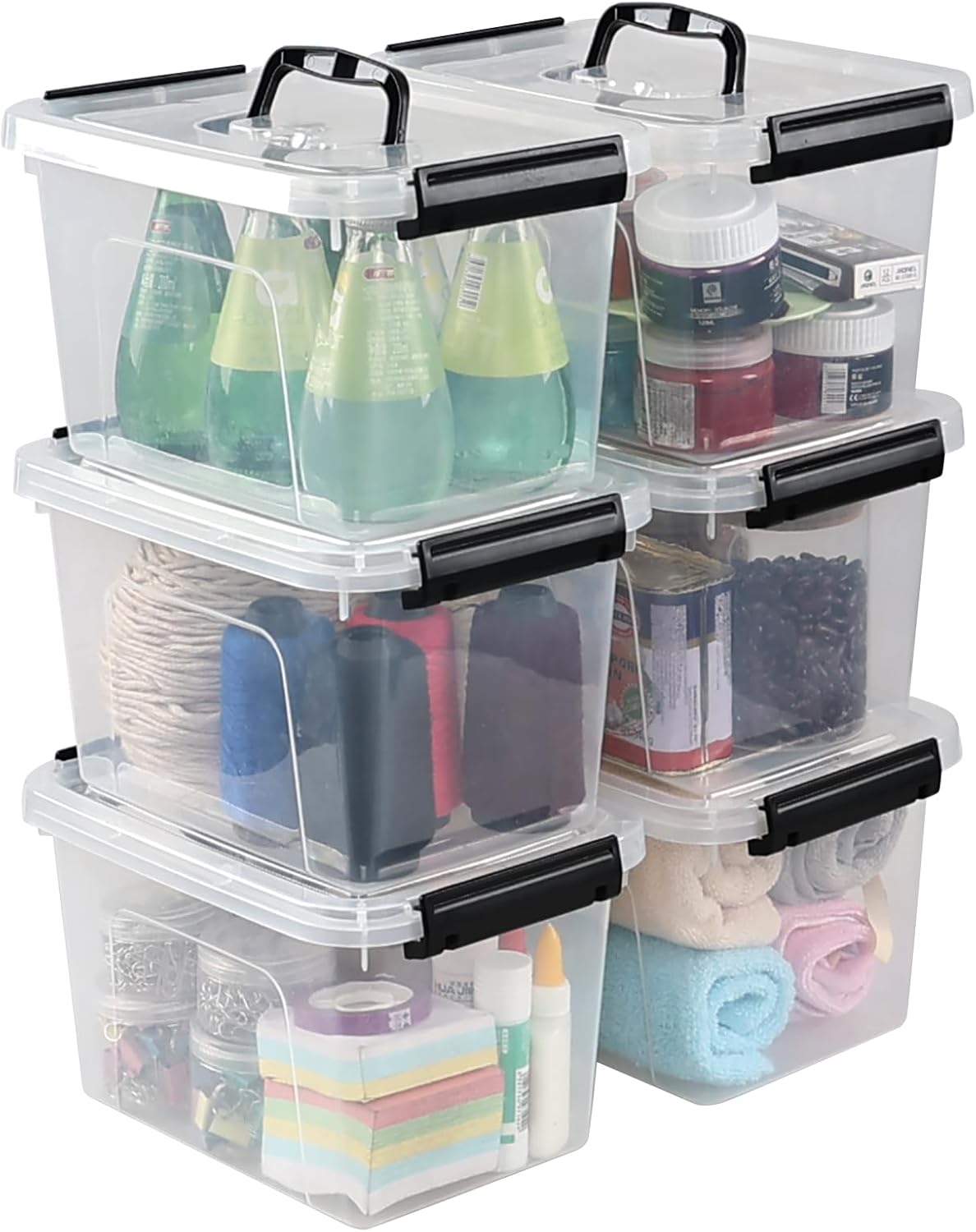 Oymlclivisa 6 Quart Clear Plastic Storage Bin with Lid, Storage Latch ...
