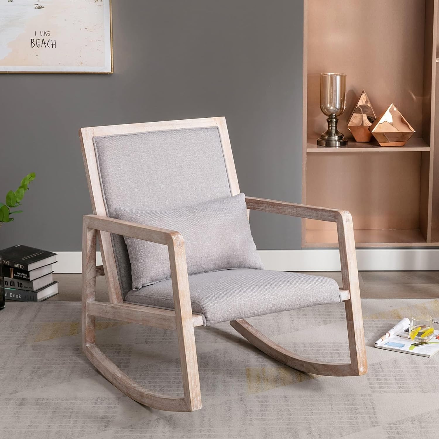 Amazon.com: NEWPEAS Boho Accent Rocking Chair，Comfy Nursery Rocker ...