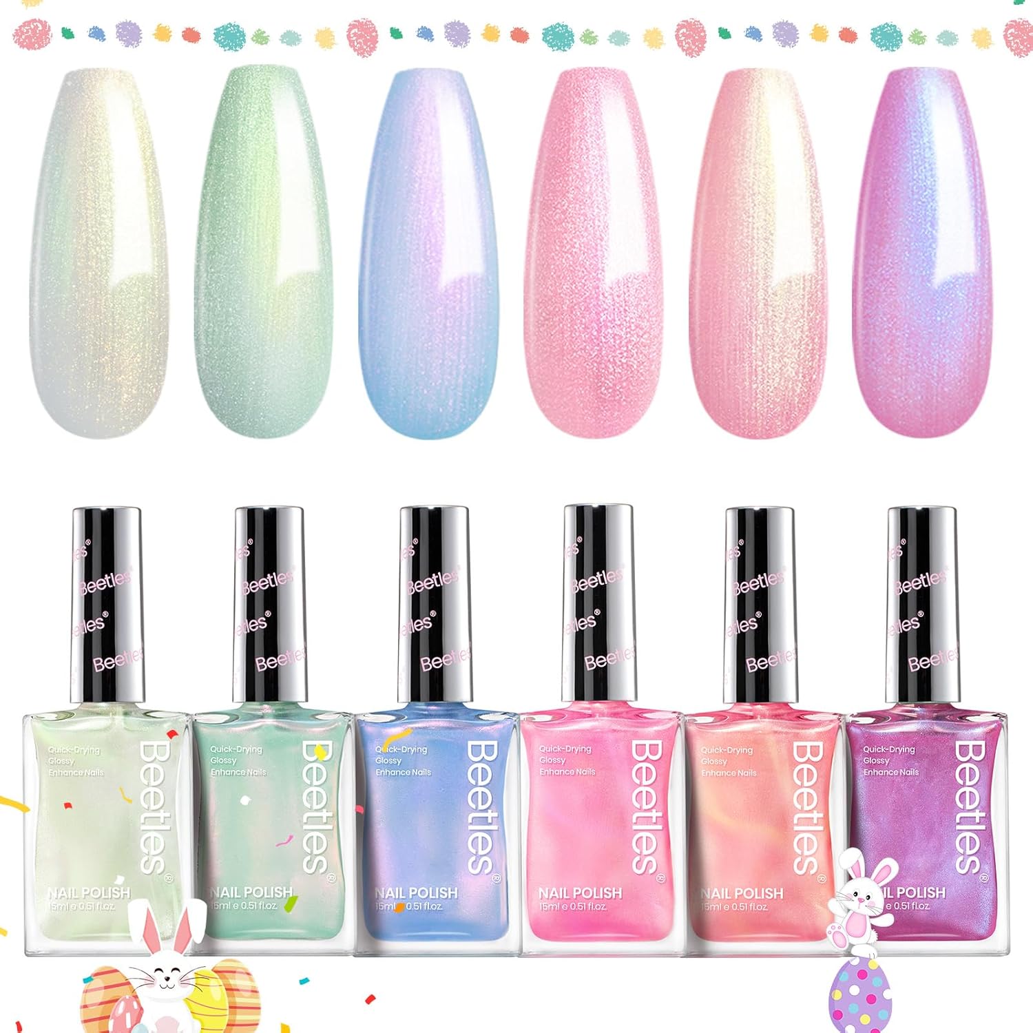 Amazon.com : Beetles Pearl Nail Polish Set Mermaid Glow, 6 Colors ...
