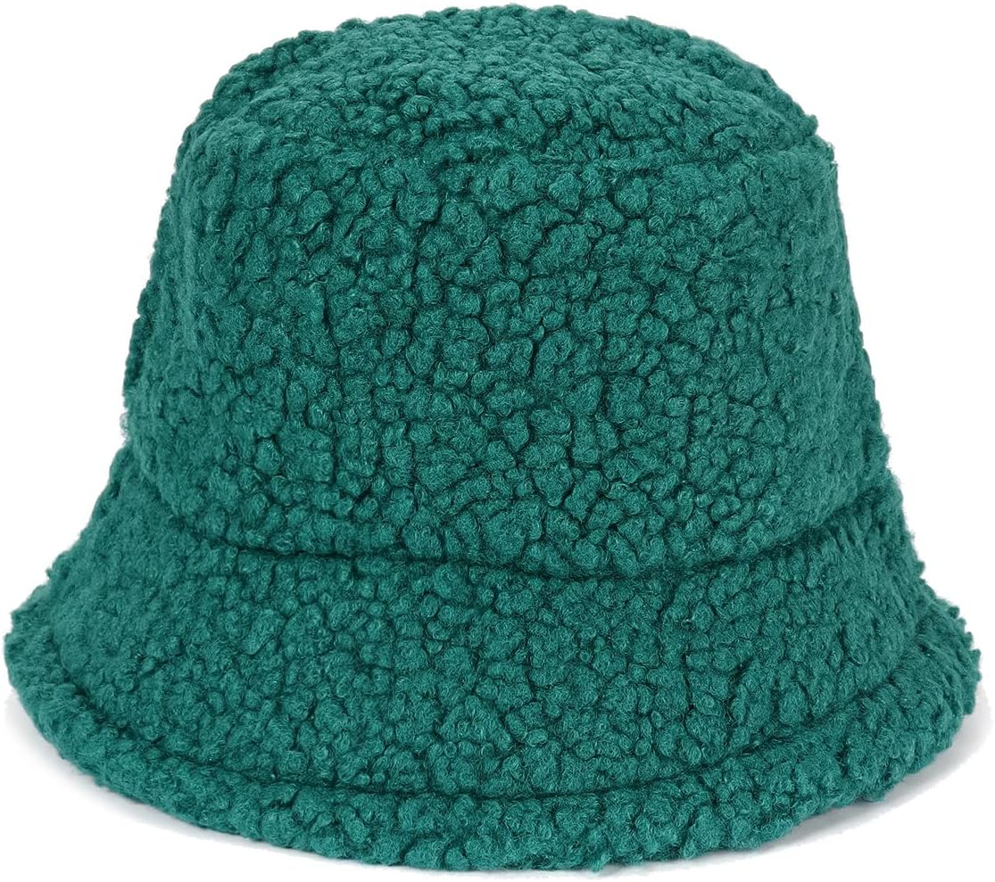 Fuzzy Bucket Hat for Women Faux Fur Bucket Hat Fluffy Warm Soft Winter ...