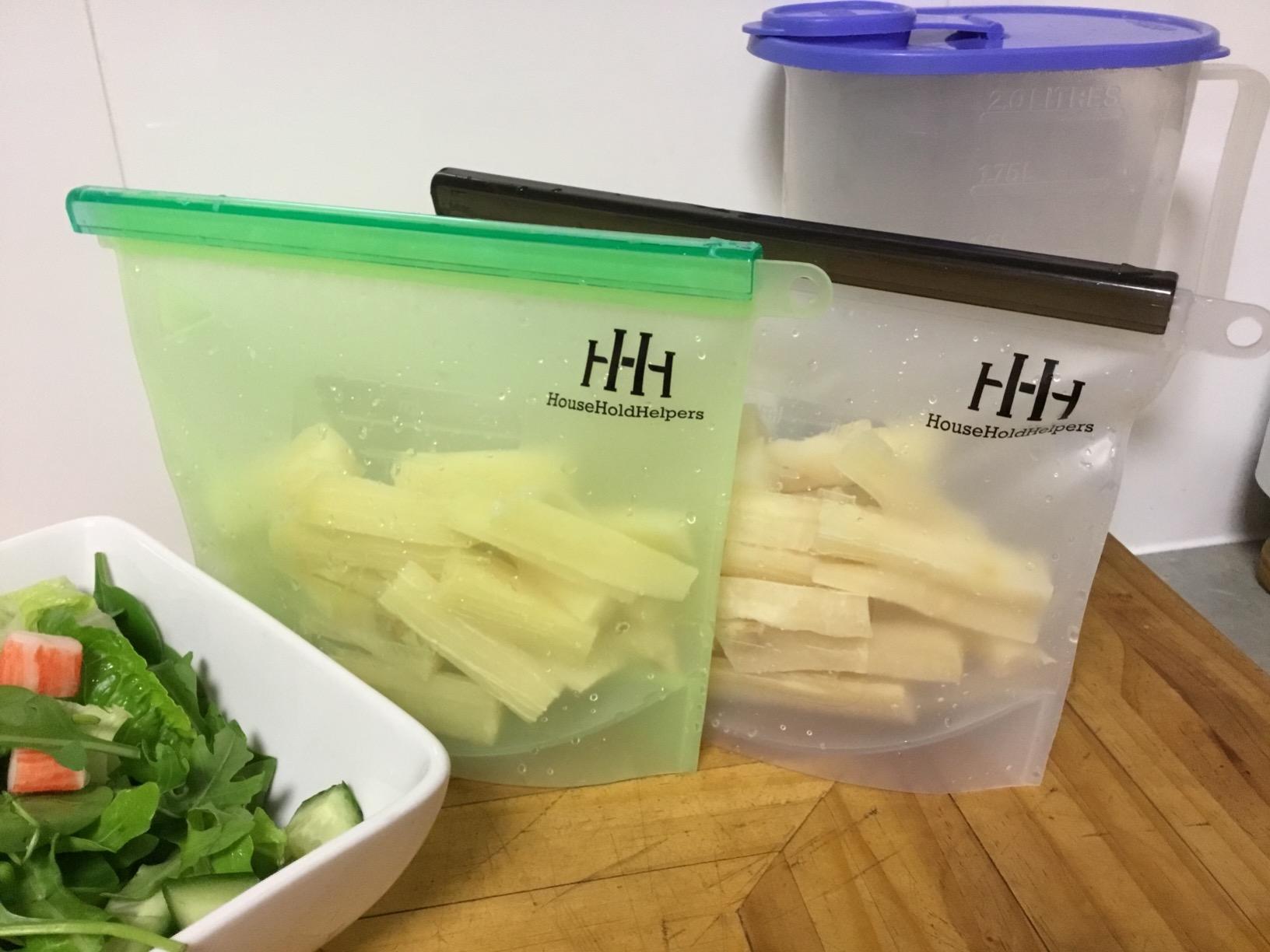 Reusable Silicone Food Storage Bags by HouseHoldHelpers [6 x 1000ml ...