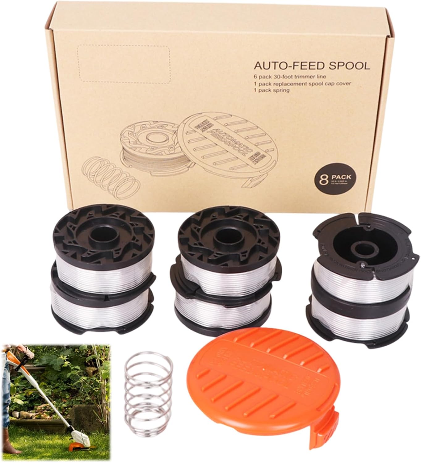 8 PCS Strimmer Spool for Black and Decker Strimmer Line Replacement ...