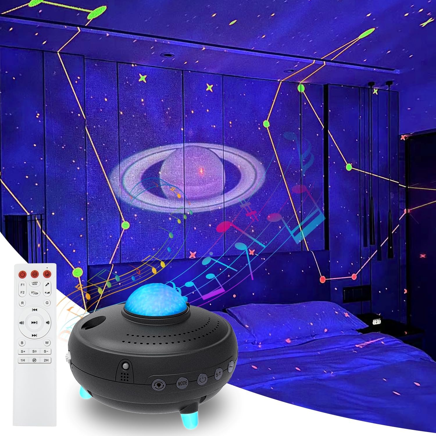 Bobillow UFO Star Projector Night Light,Galaxy Projector, 10 Nebula Patterns,12 Constellations ...