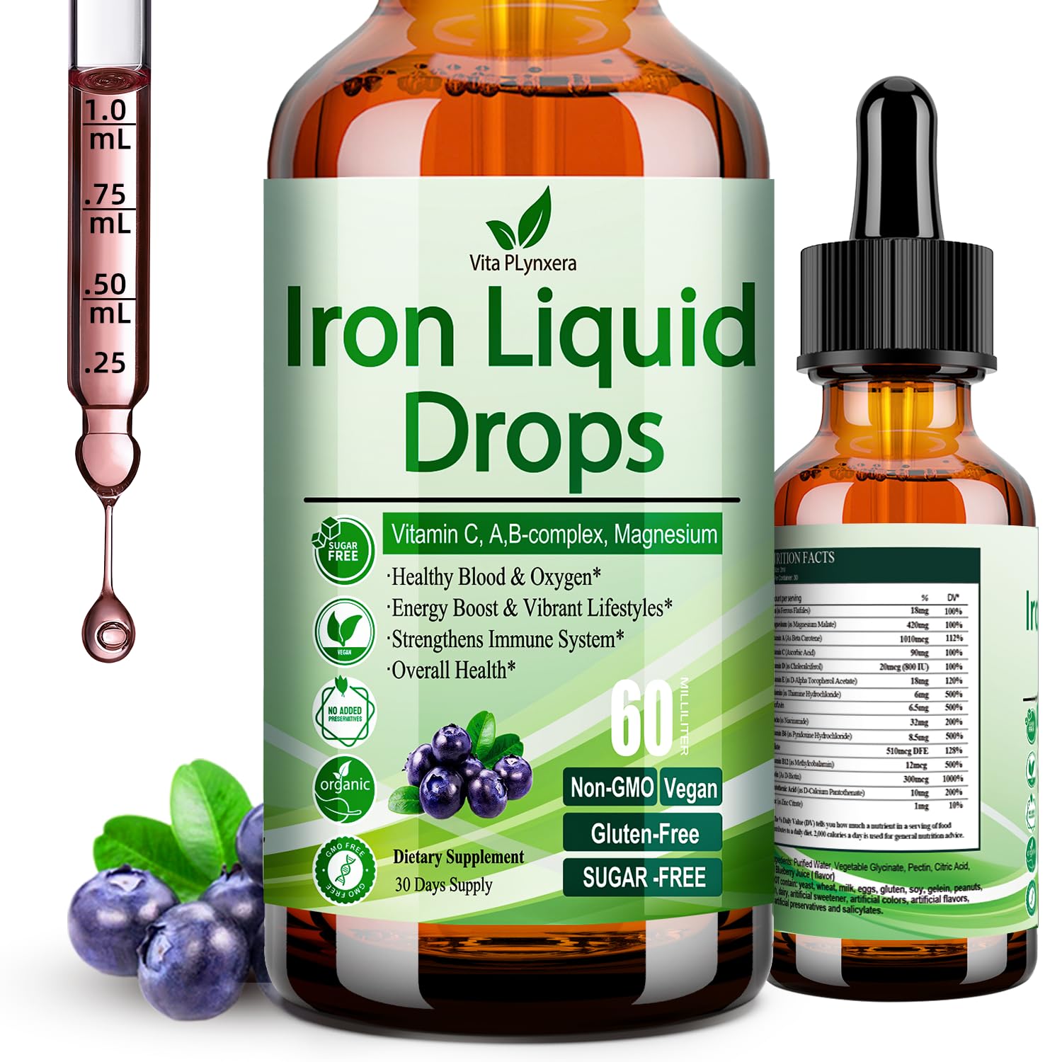 Amazon.com: Liquid Iron Supplement for Women Men & Kids, Vegan Iron ...