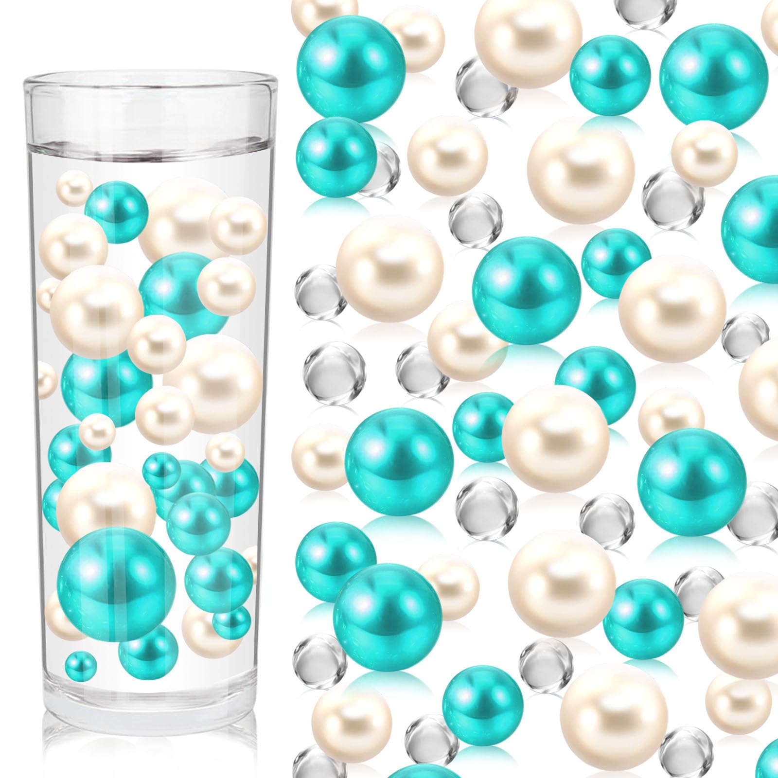Amazon.com: ZEBMOON 100PCS Teal White Floating Pearls, Teal White ...
