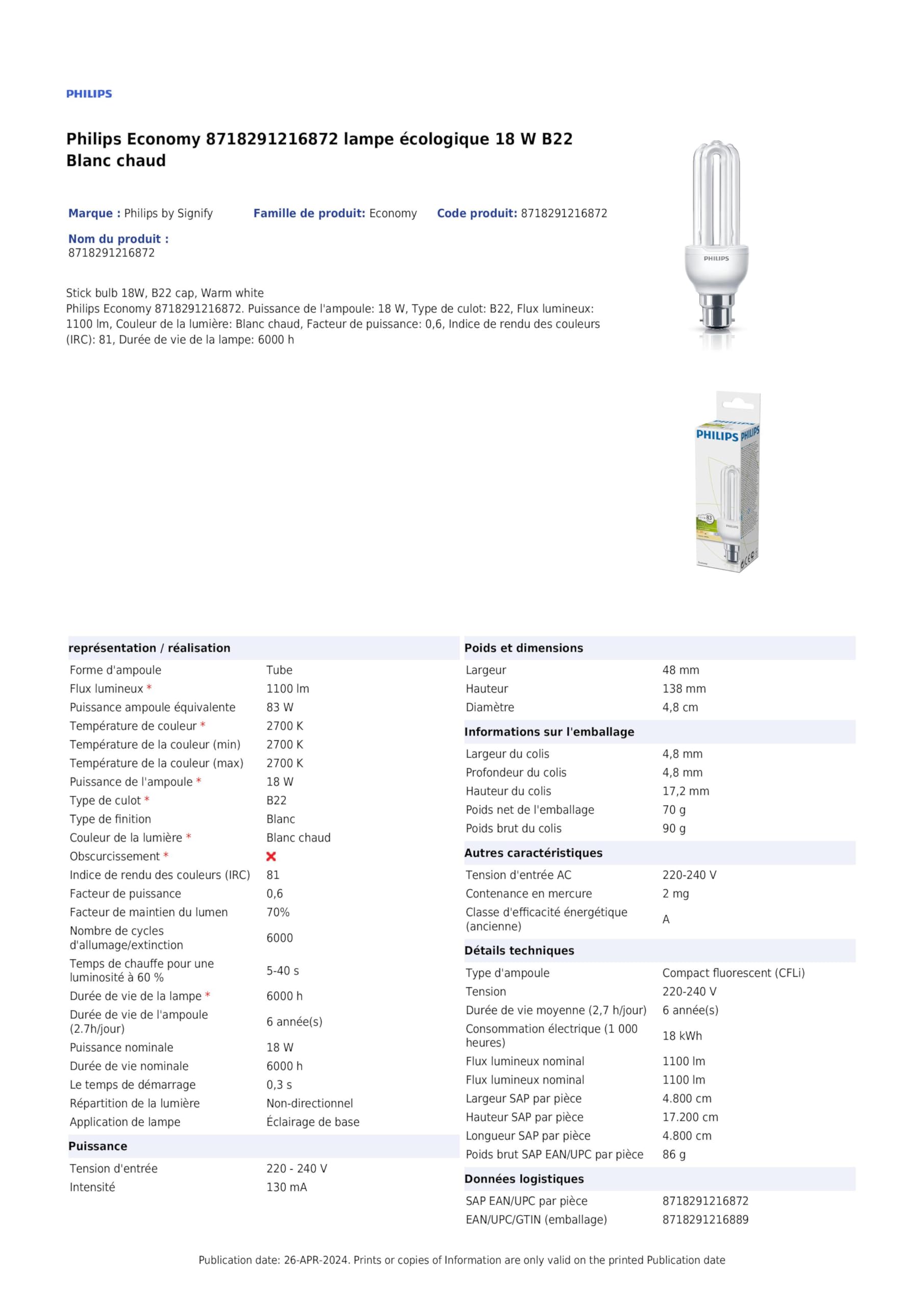 KOR Energy Saving Light Bulbs, 11W CFL Low Energy Light Bulbs Bayonet ...