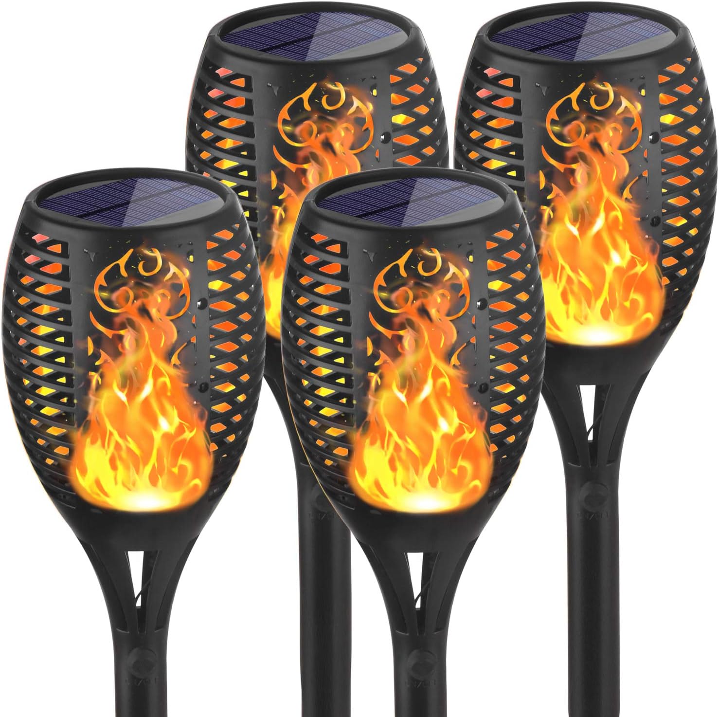 Bonashi Solar Torch Lights Outdoor, Upgraded Brighter 96 LED, IP65 ...