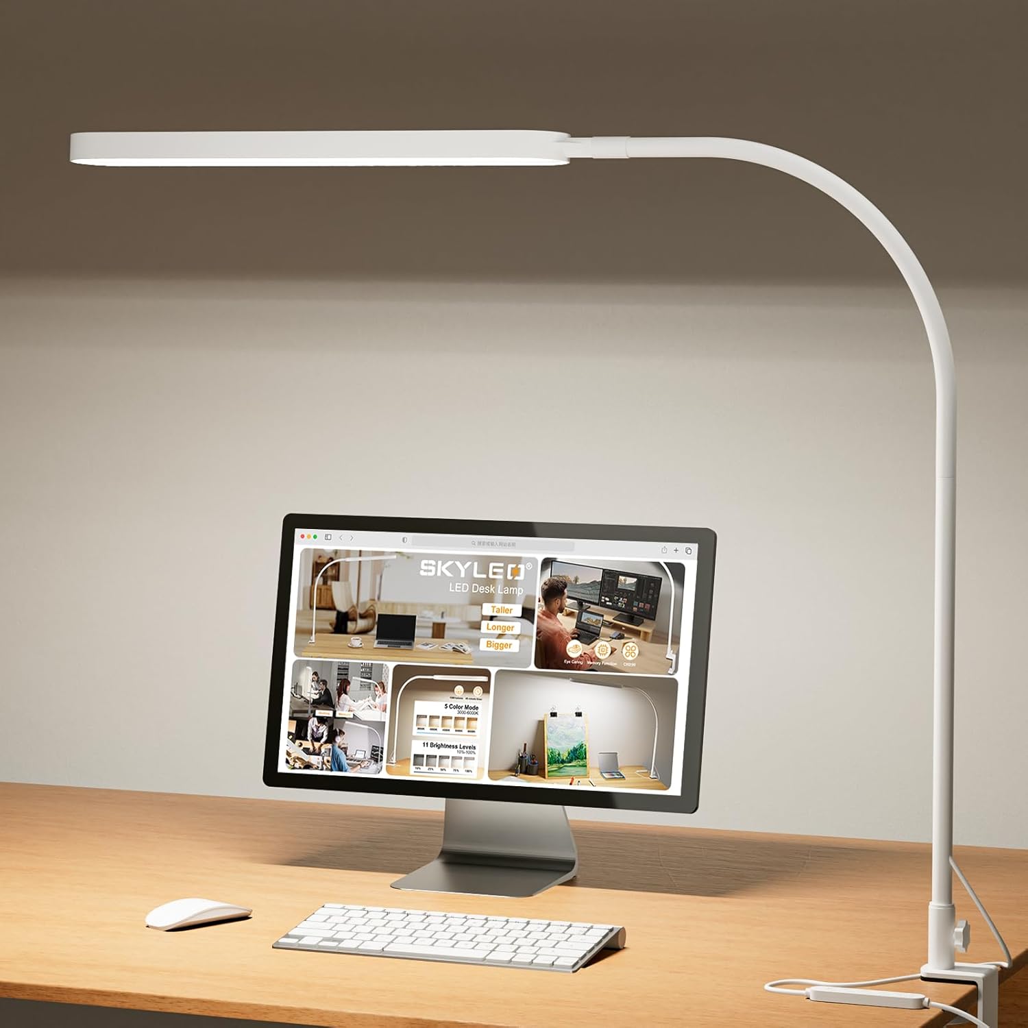 SKYLEO LED Desk Lamp - 85cm Desk Light - Touch Control - 5 Color Modes ...
