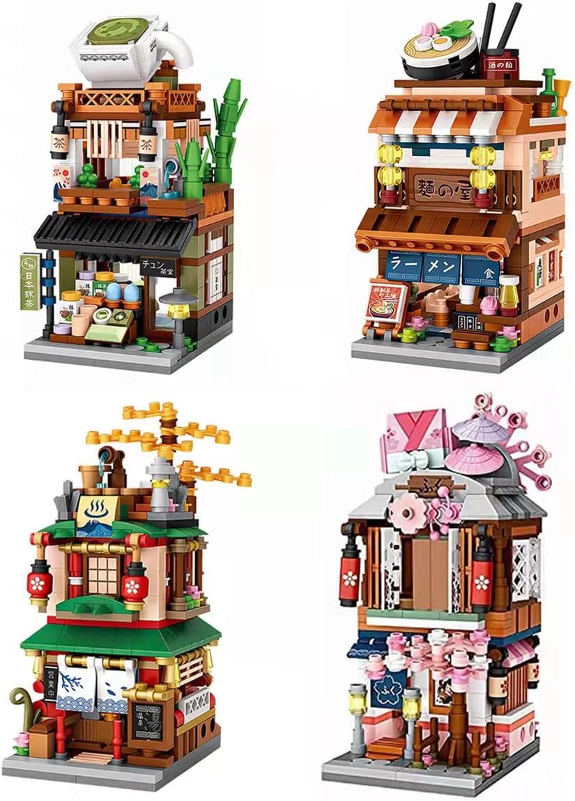 Amazon.com: ELAICREE Japanese Street View Shop Building Blocks House ...