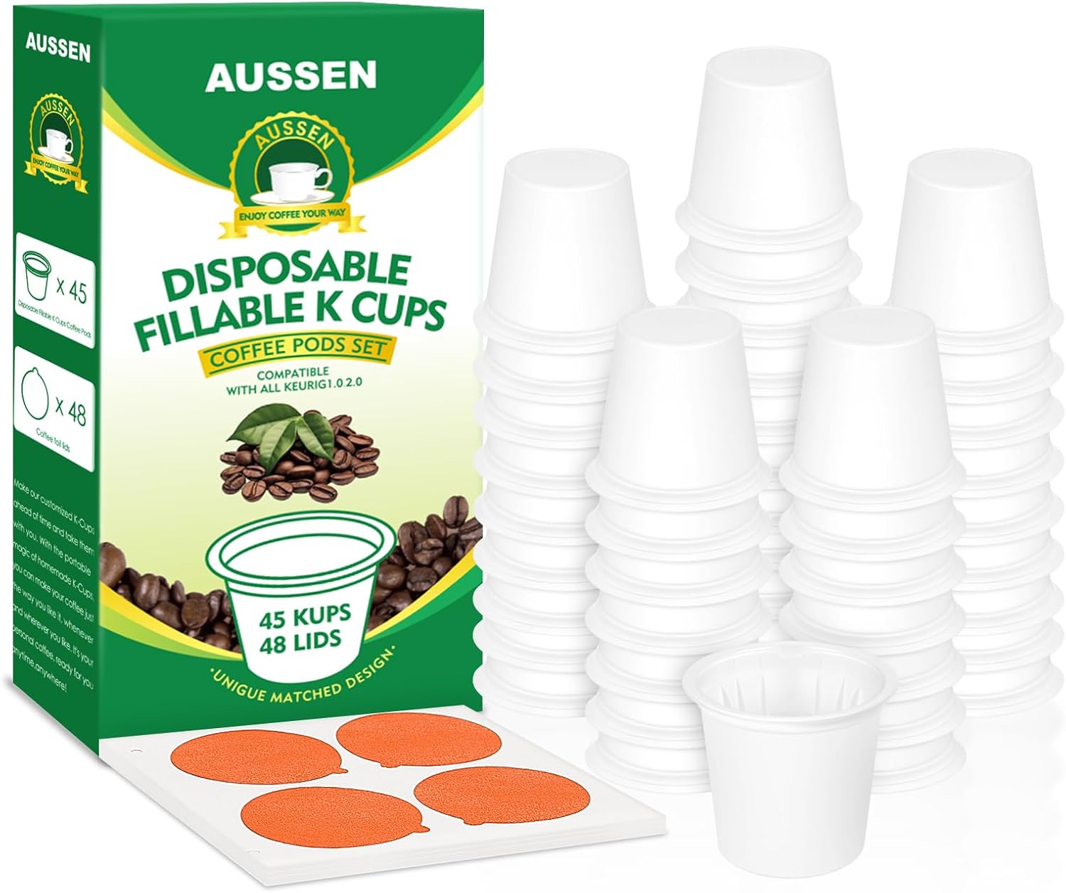 Amazon.com: 45 Count Disposable Fillable Empty K Cups Coffee Pods Set ...