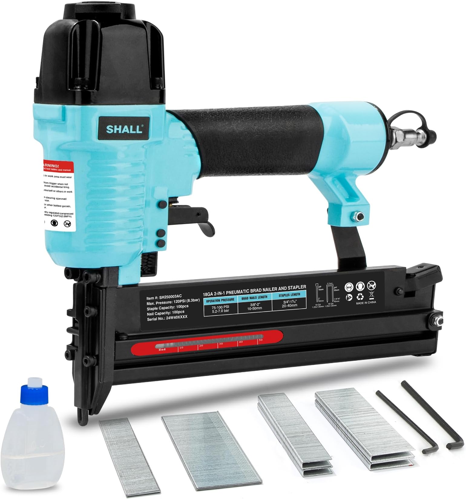 SHALL 18 Gauge Pneumatic Brad Nailer, 2 in 1, 18 GA Air Nail Gun and ...