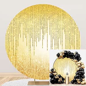Amazon.com : OERJU 6x6ft Gold Round Backdrop Cover Luxurious Golden ...
