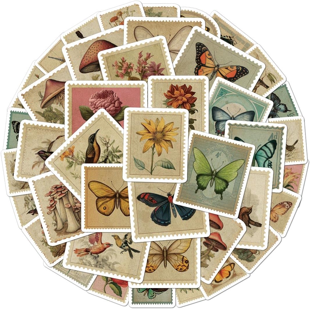 Amazon.com: Pack 50 Pcs Vintage Postage Stamp Stickers for Water ...