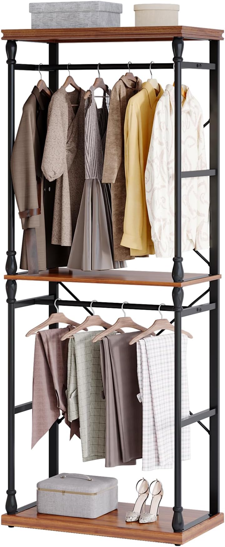 Amazon.com: Tribesigns 79 Inch Tall Clothes Rack, Double Hanging Rods ...