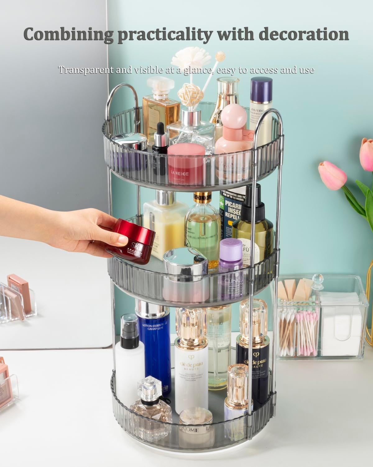 Argox 360 rotary makeup organizer, bathroom counter organizer,skincare ...