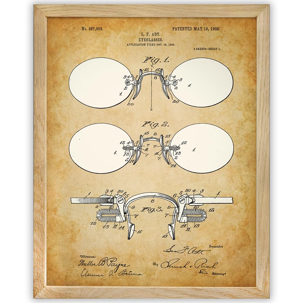 Amazon.com: Eye Glasses Patent Print - Classic Optometry Art Poster ...