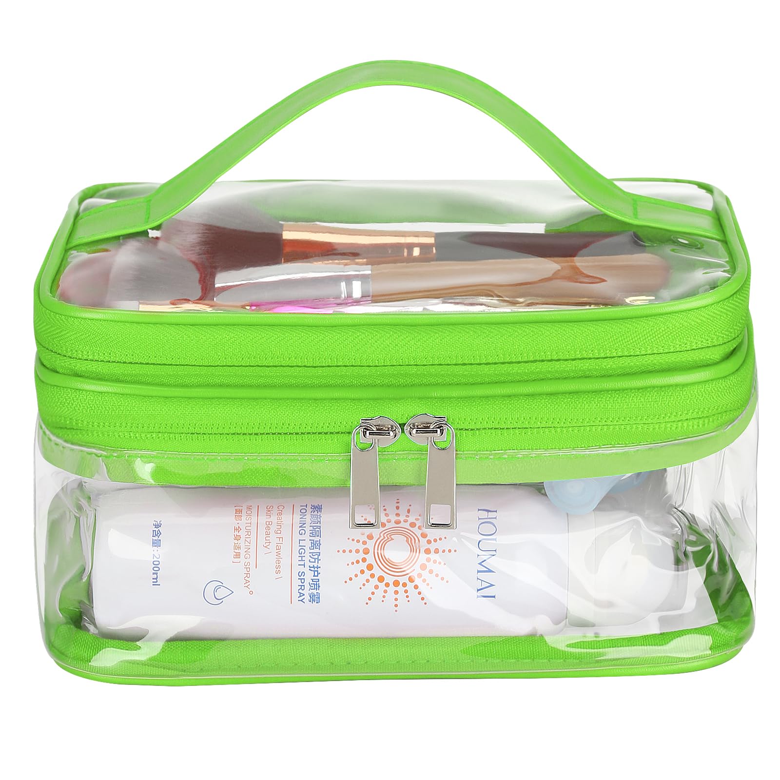 Amazon.com: HAOGUAGUA Double Layer Clear Cosmetic Bag Makeup Bag ...