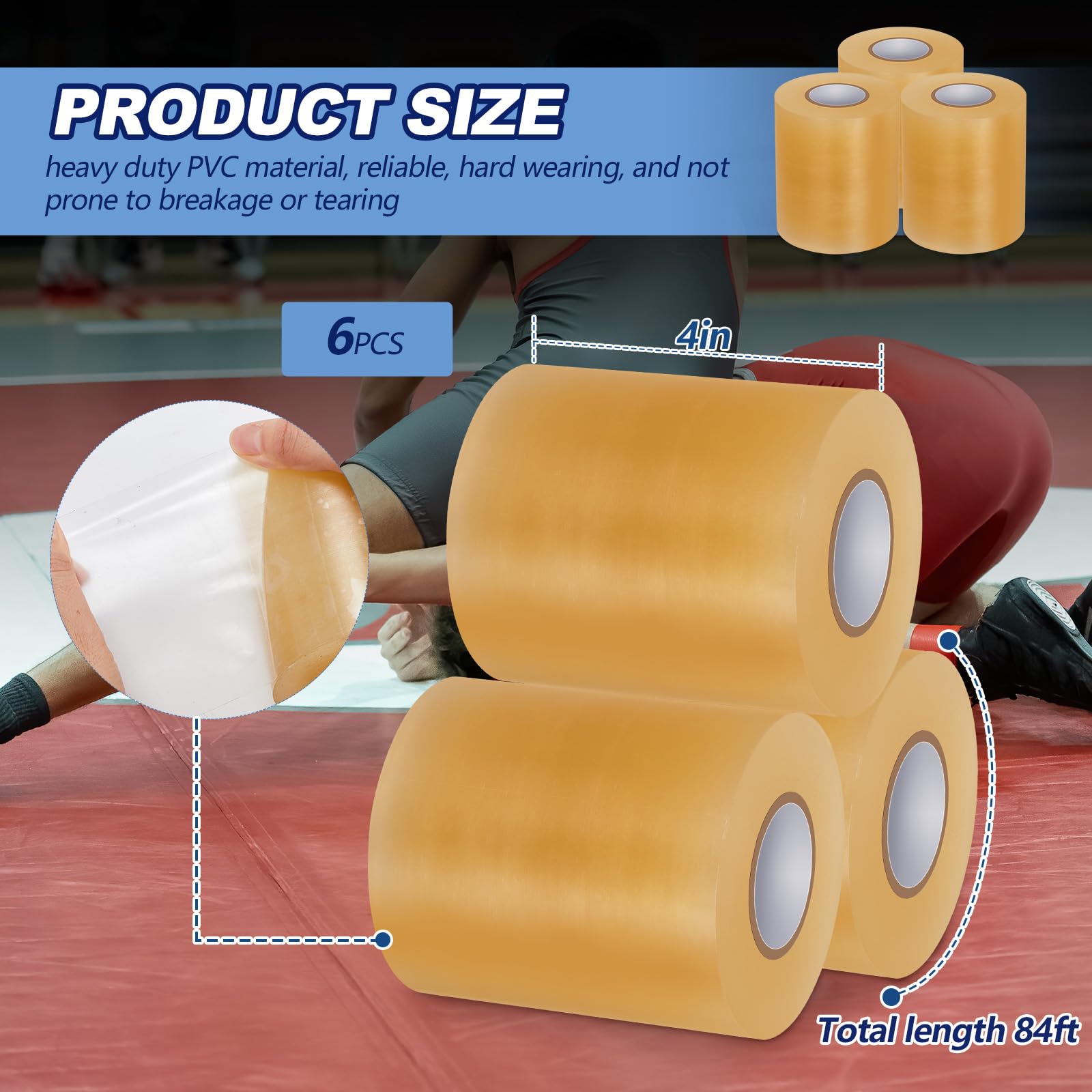Snapklik.com : Pangda 6 Pcs Wrestling Mat Tape 3 Or 4 Inch Heavy Duty 7 ...