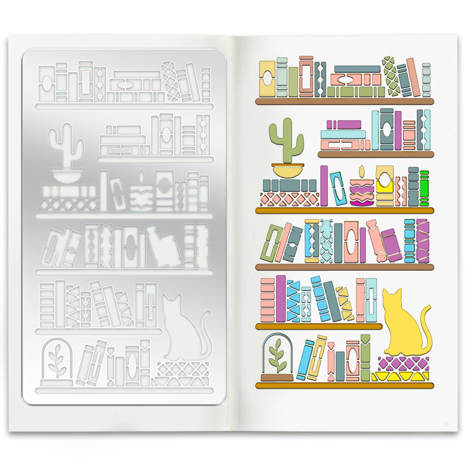 ORIGACH Books and Bookshelves Reusable Stainless Steel Template Metal ...