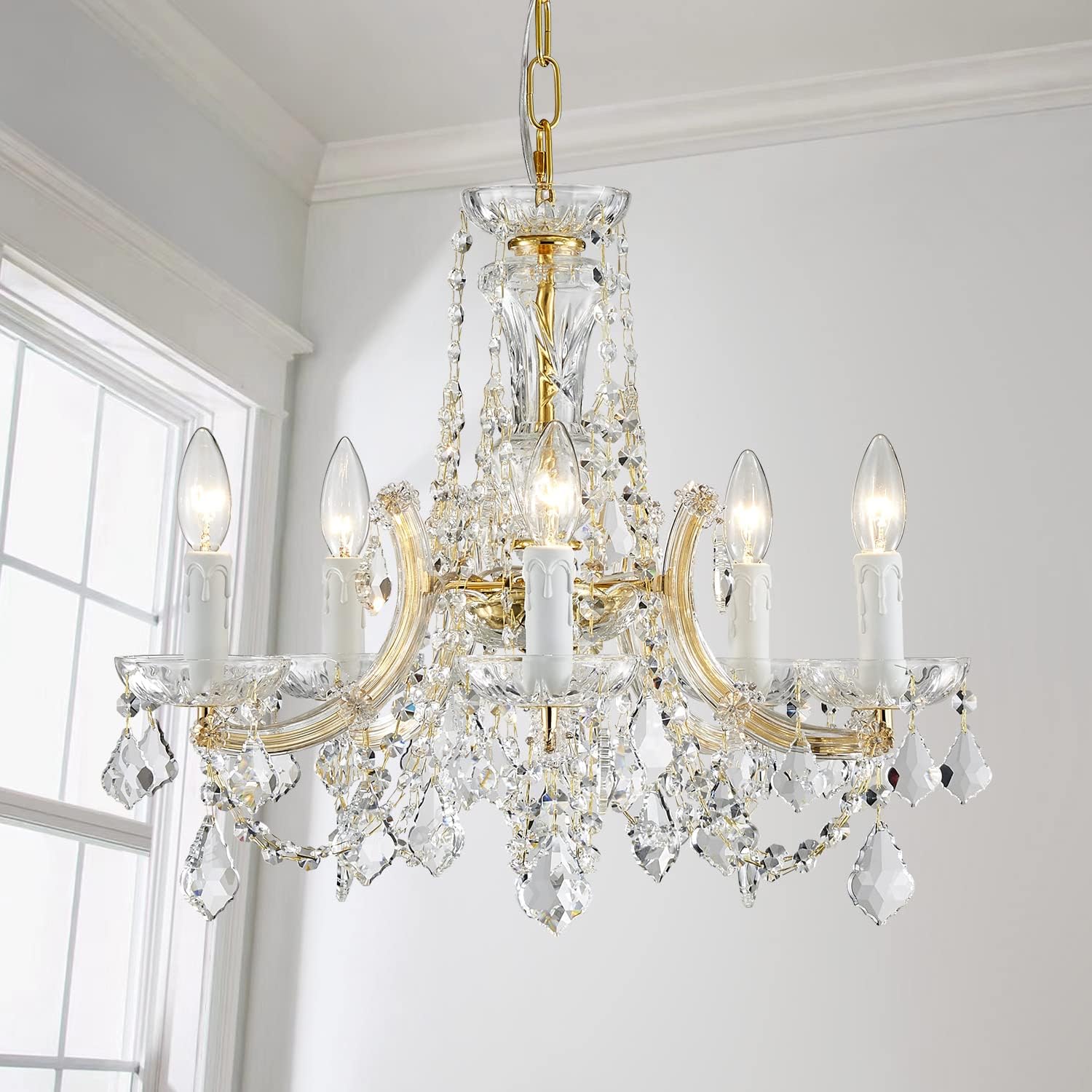 AGV LIGHTING CH001G Modern K9 Crystal Chandelier Light Fixture, Maria ...