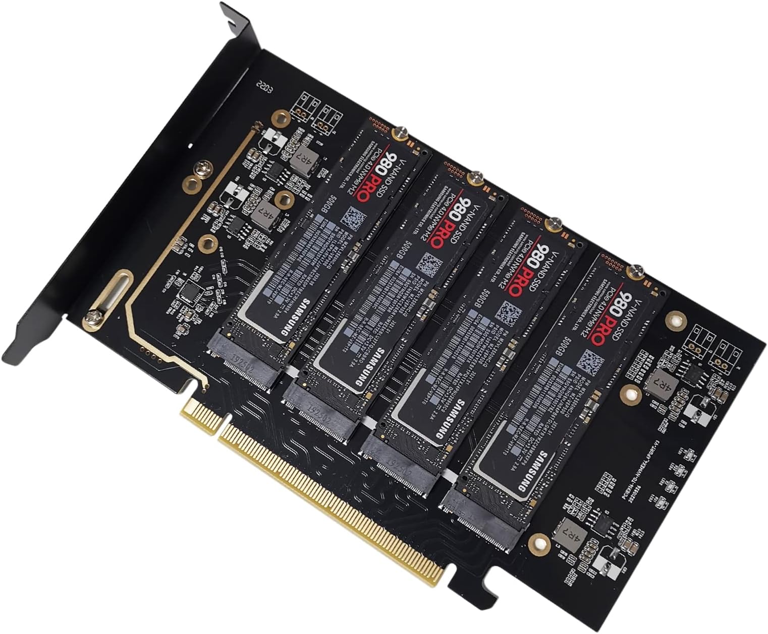KONYEAD pcie4.0 x16 to m.2 m-Key nvme x 4 ssd Expansion Cardï¼Å’Supports 4 NVMe M.2 2280 up to ...