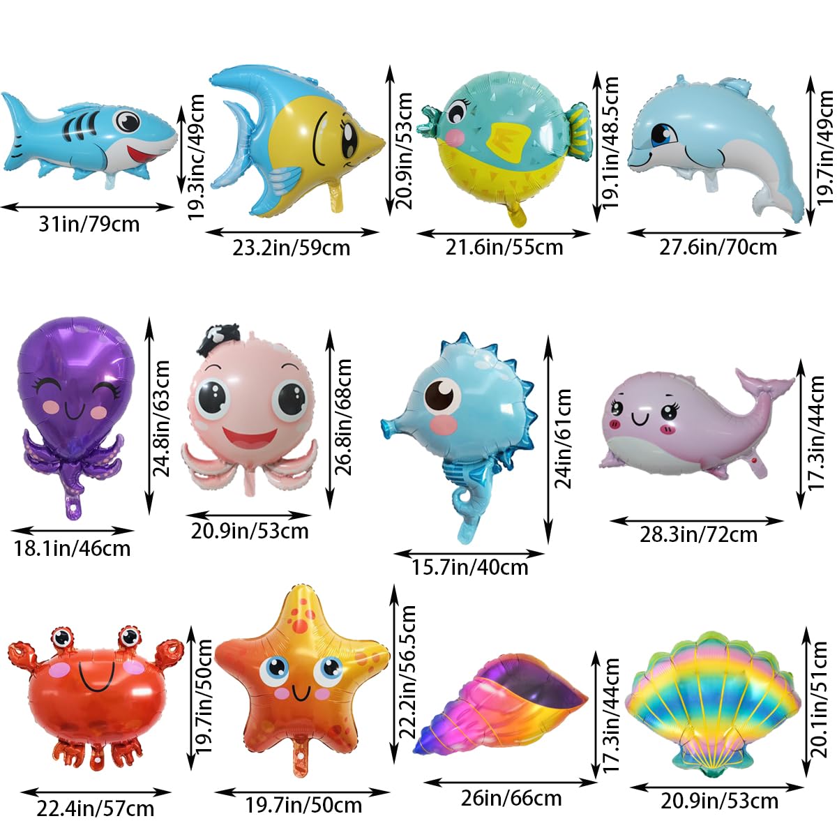 Snapklik.com : Sea Animals Balloons,12 PCS 20-30 Inch Under The Sea ...