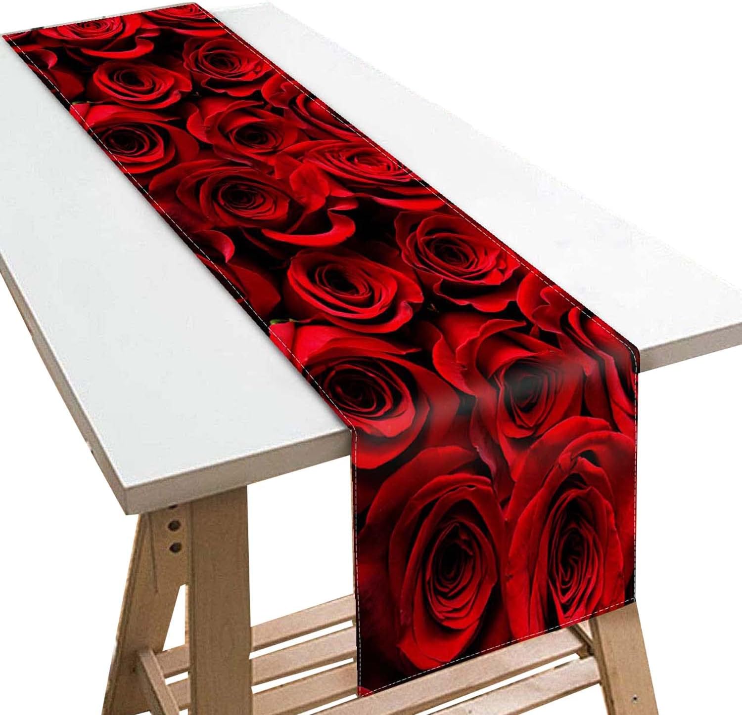 Amazon.com: Table Runner Non-Slip Rectangle Covered with Delicate Red ...