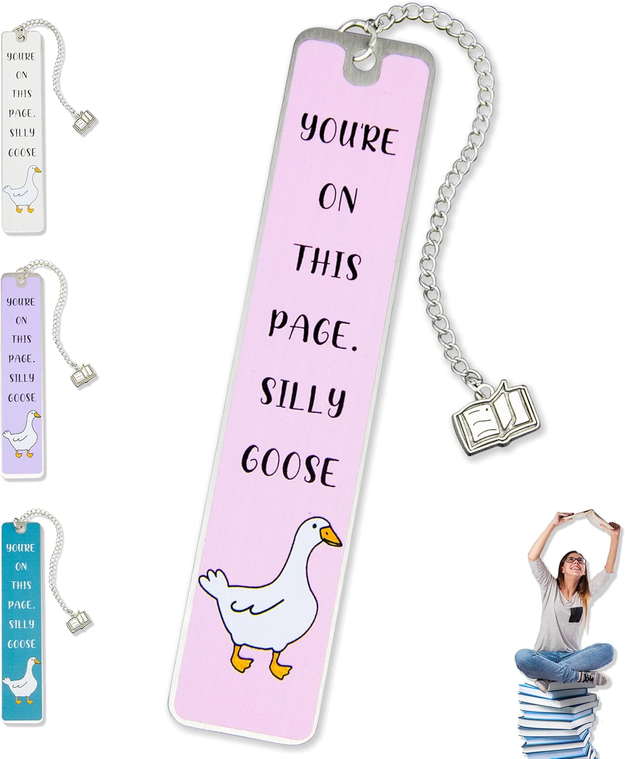 Amazon.com : Silly Goose Bookmark, Cute Funny Bookmarks for Women Metal ...