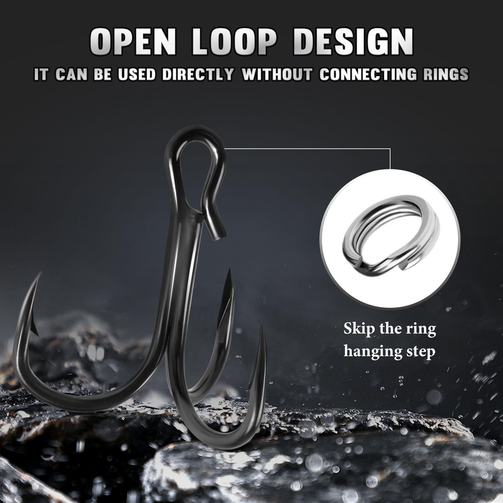 Snapklik.com : Fishing Treble Hooks Black 25pcs/Pack,Triple Hooks High ...