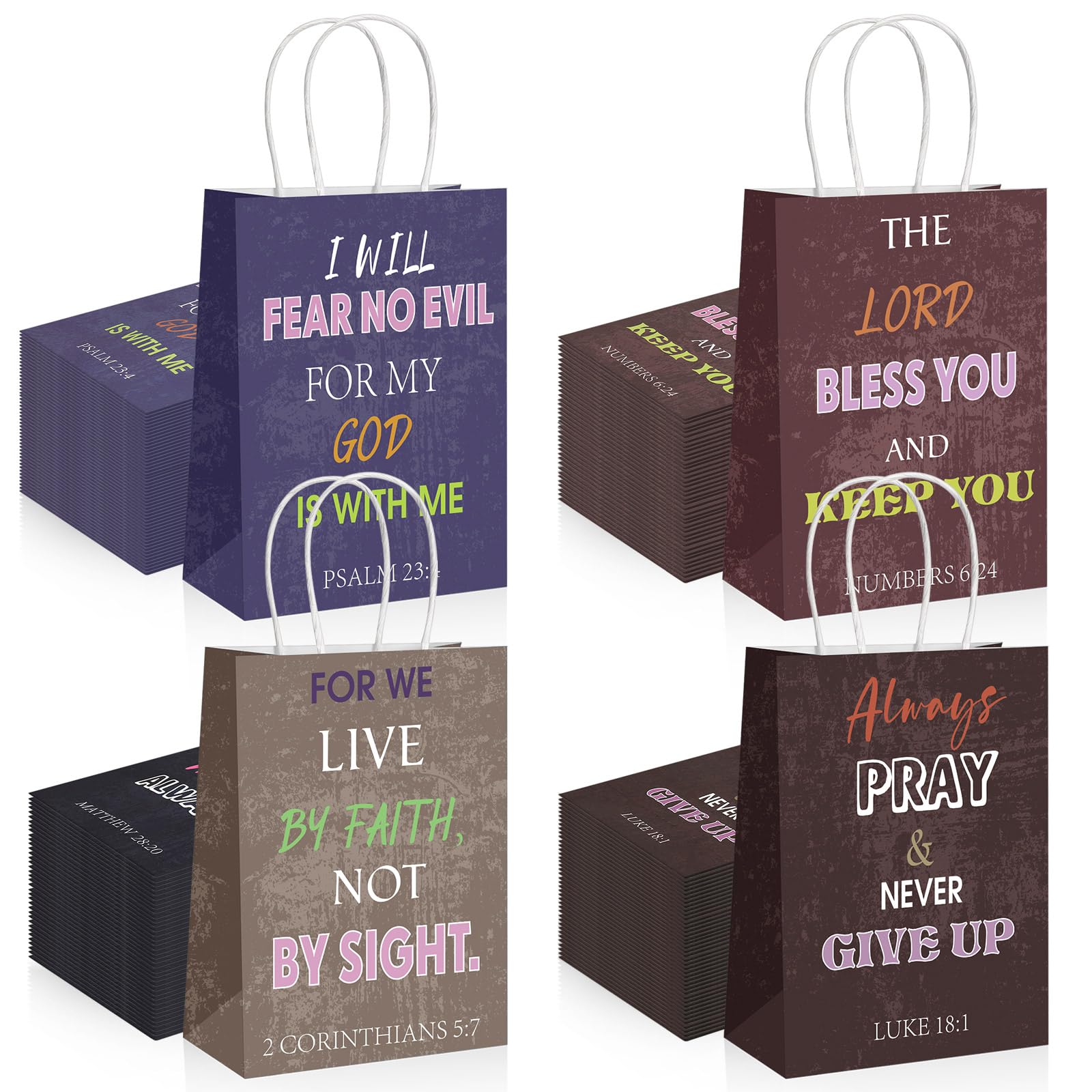 Amazon.com: Chiisong 36 Pcs Bible Verse Paper Gifts Bags Religious Hymn ...