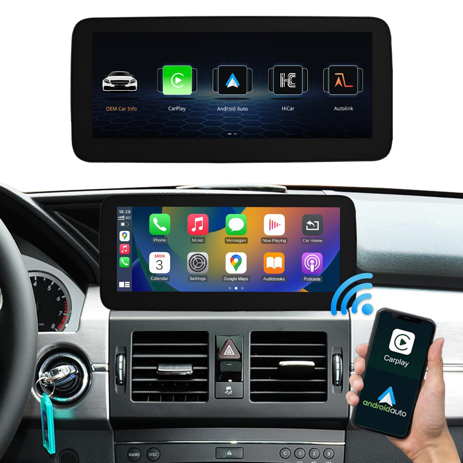 Amazon.com: Road Top 12.3 Inch Car Touchscreen Wireless CarPlay Android ...