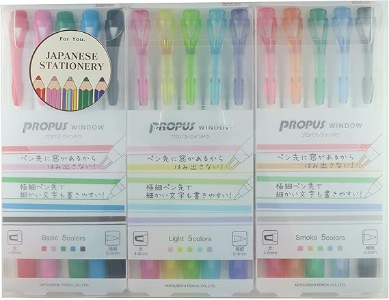 Amazon.com : Uni Highlighter PROPUS WINDOW Basic color 5colors/Smoke ...
