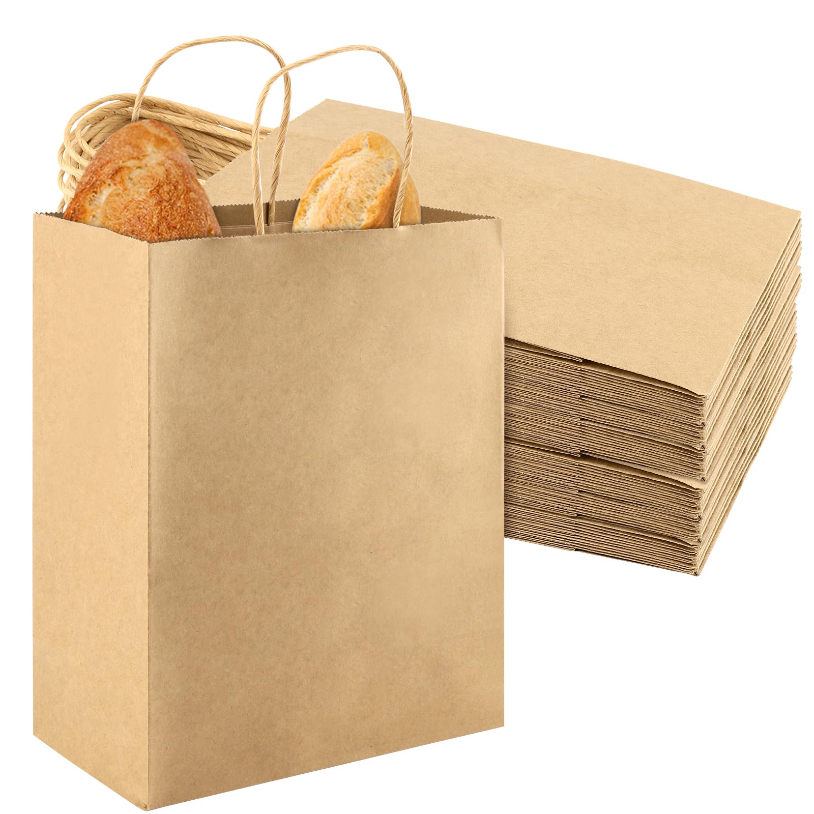HAKZEON 60 PCS 21 x 11 x 27 cm Brown Paper Bags, 130gsm Craft Party ...