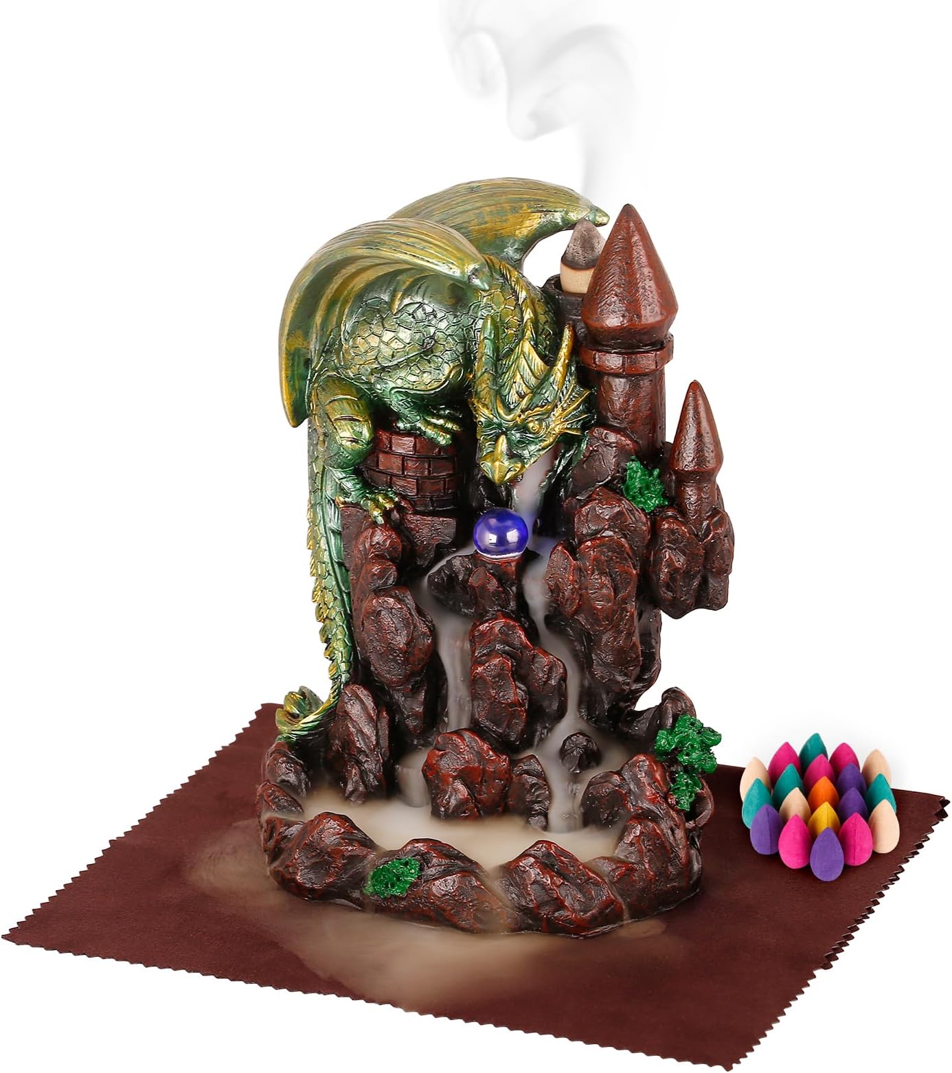 Amazon.com: Fantasy Gifts Blue Dragon LED Crystal Geode Incense ...