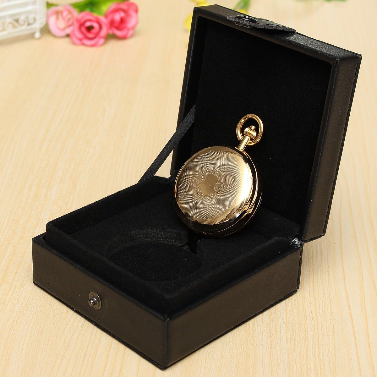Amazon.com: Classical Antique Leather Black Pocket Watch Storage Box ...