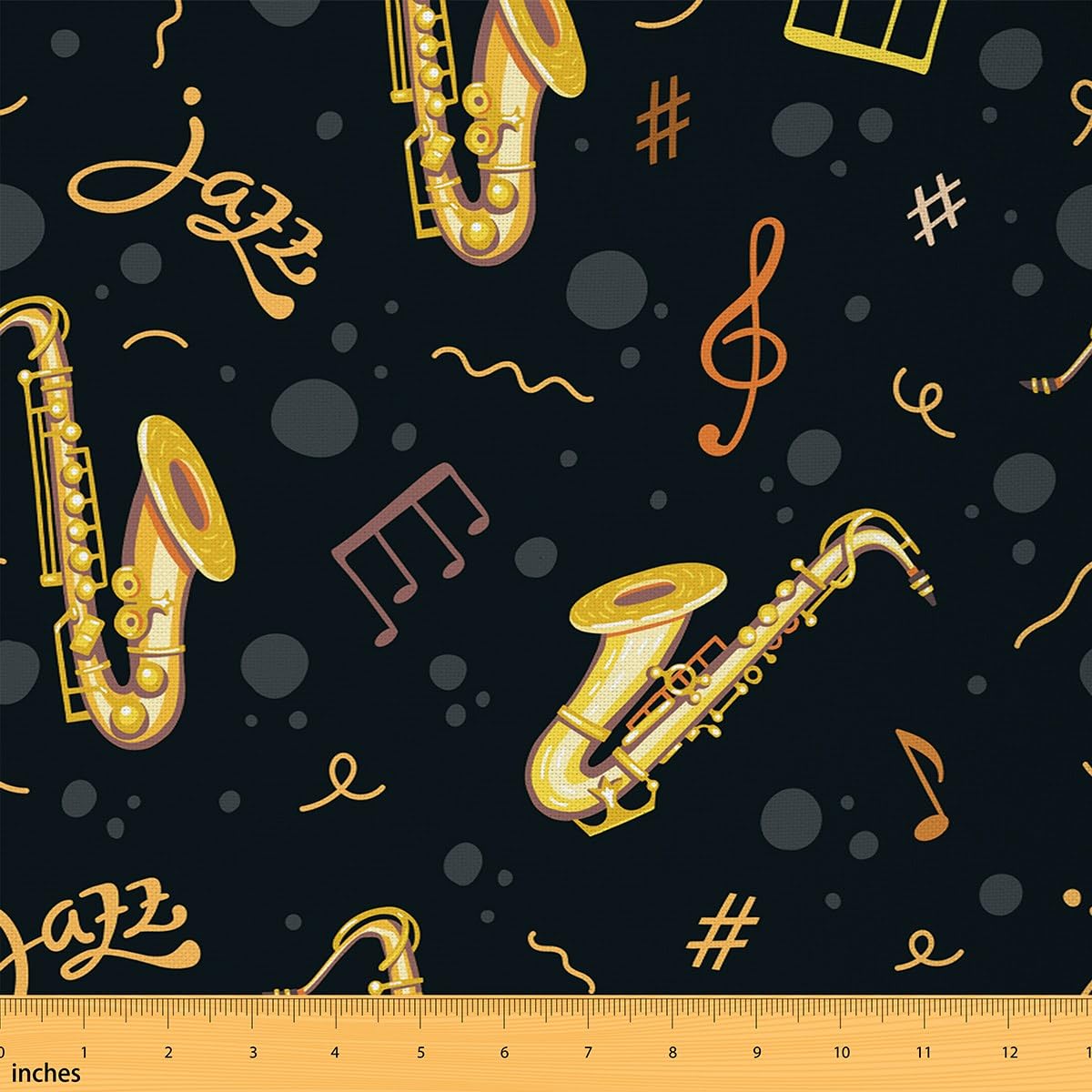 Amazon.com: Saxophone Decorative Fabric by The Yard Music Theme Indoor ...