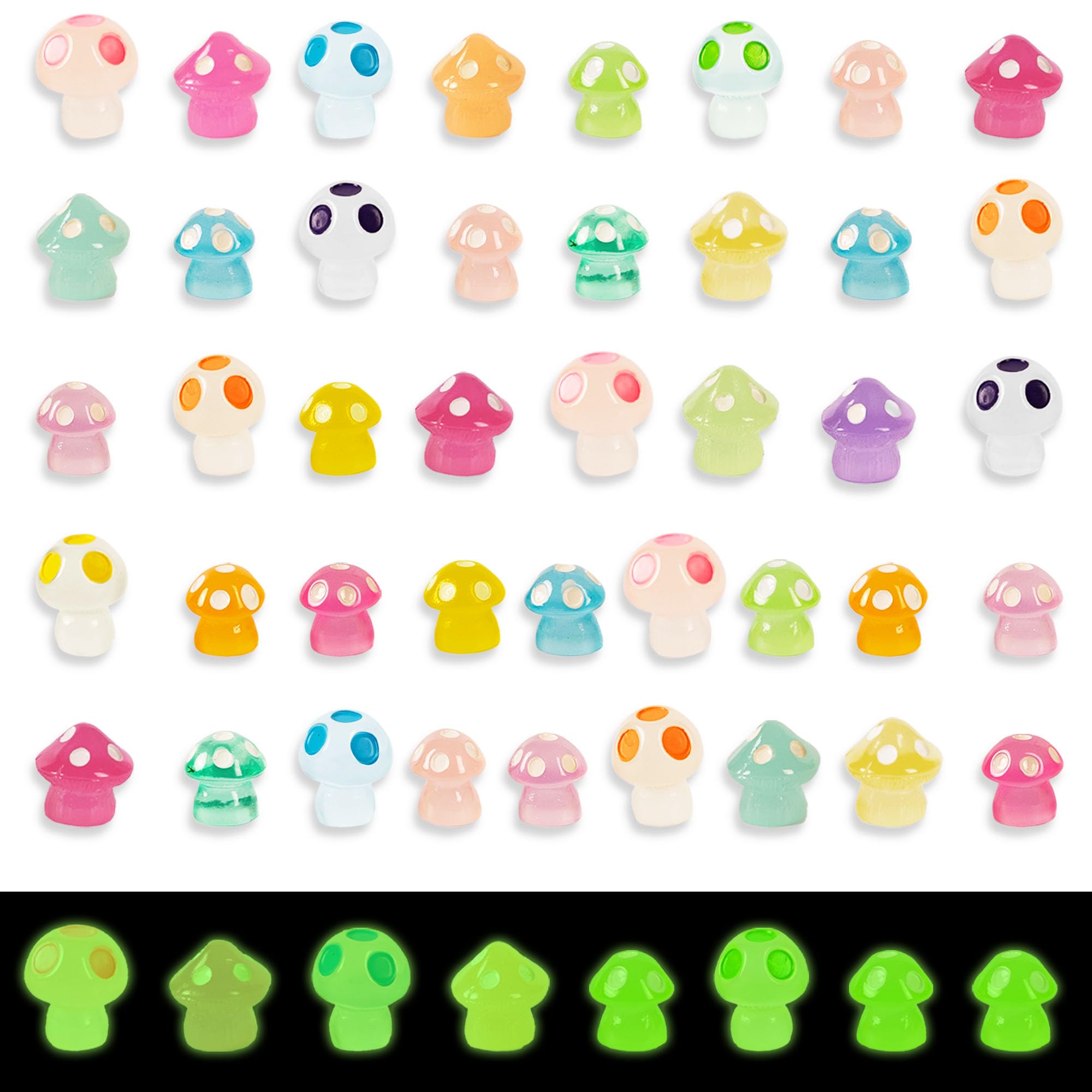 Amazon.com: FEXIA 50pcs Mini Resin Mushrooms Little Mushroom Figures ...