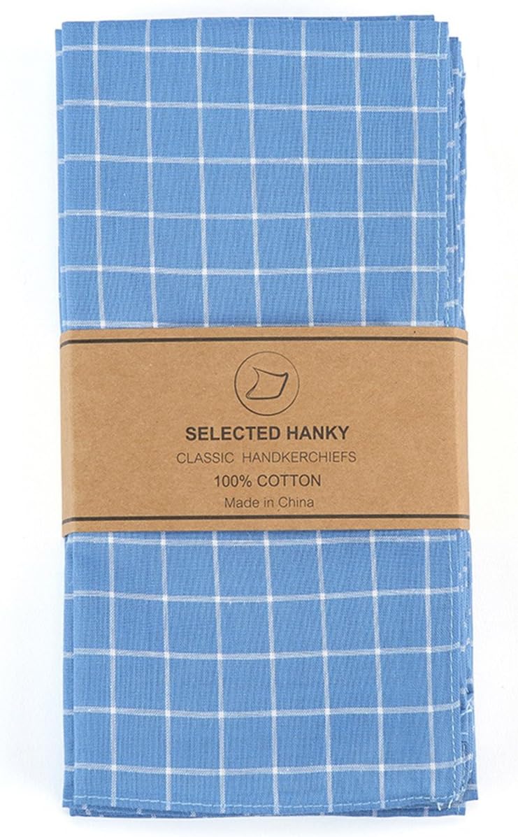 Selected Hanky 100% Cotton Men's Handkerchiefs with Checked Pattern ...