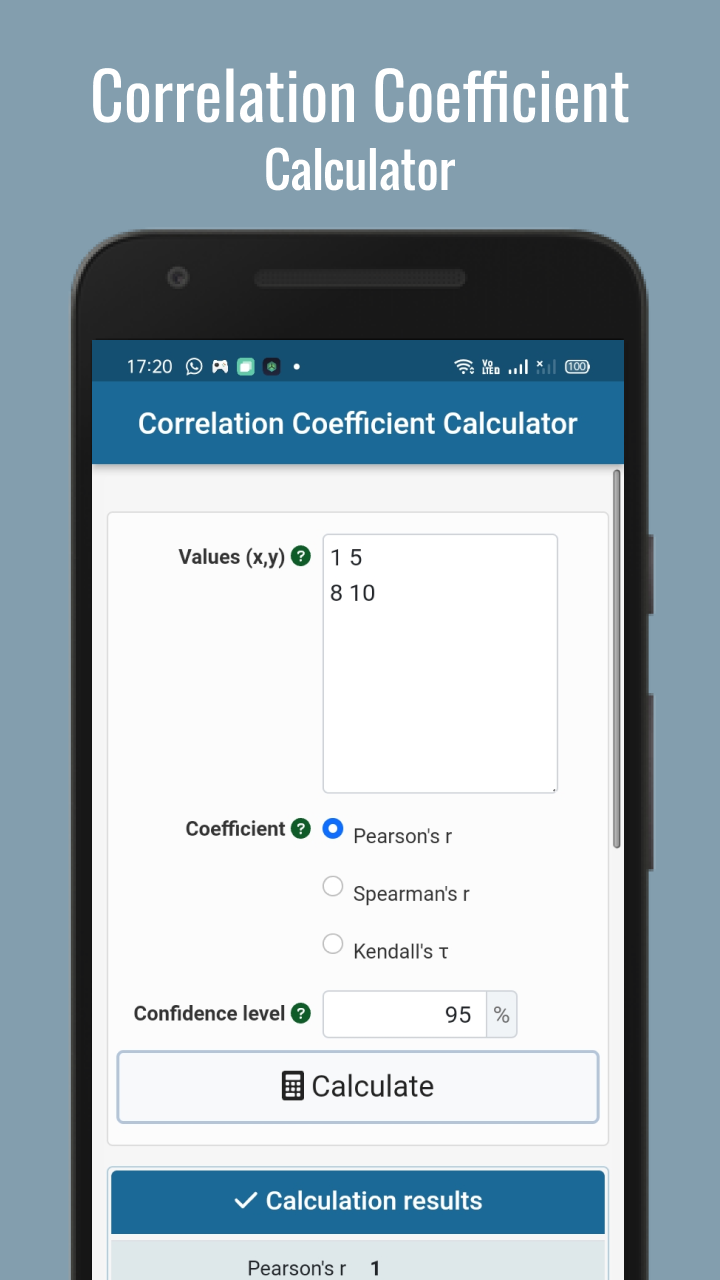 Correlation Coefficient Calculator App On The Amazon Appstore