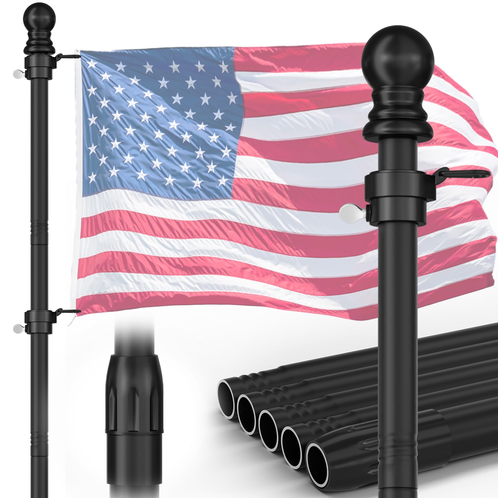 Amazon.com : IIOPE 10FT Flag Pole for Outside House,Resist Wind ...