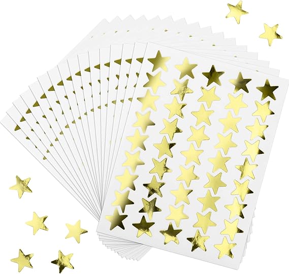 Amazon.com : 100 Sheets 4500 Counts Reward Star Stickers Foil Star ...